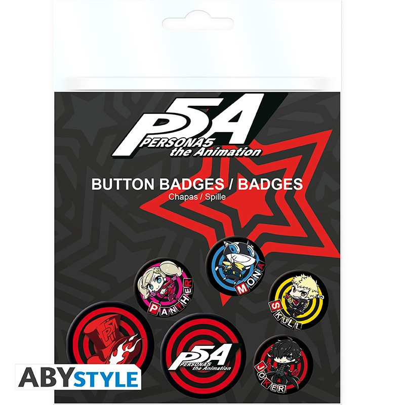 Persona 5 - Lot de 6 broches pin badges - Voleurs Fantômes 'Chibi'