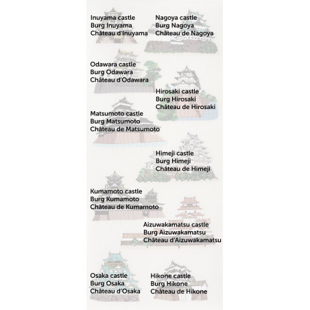 'Castles of Japan' Japanese style paper stickers